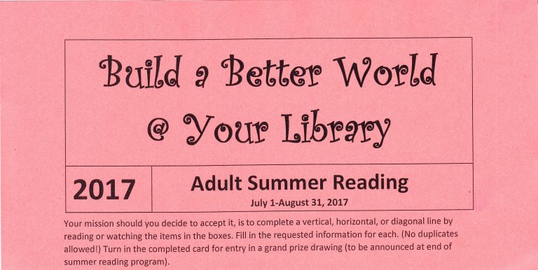 Adult Summer Reading Challenge – Pember Library