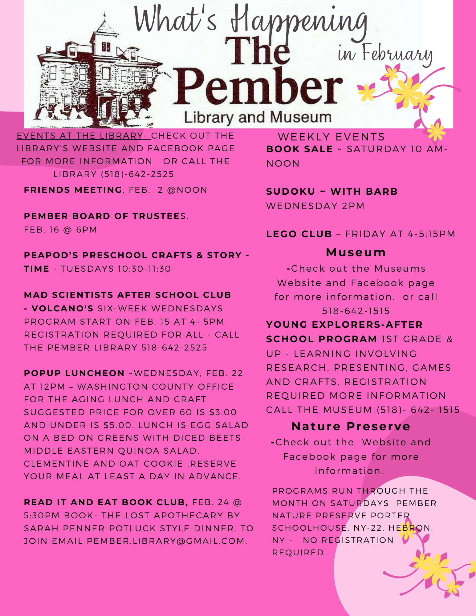 What’s Happening at the Pember – Pember Library