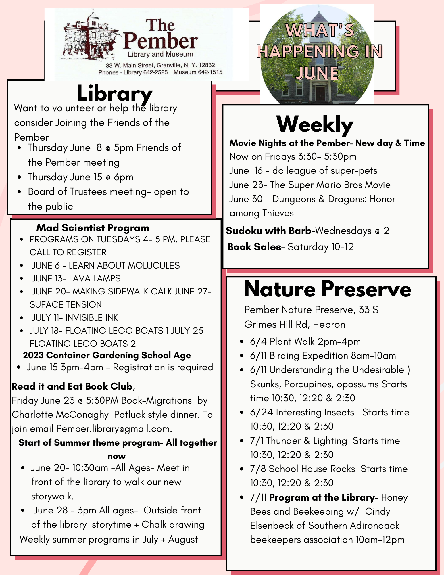 See What’s Happening at the Pember – Pember Library